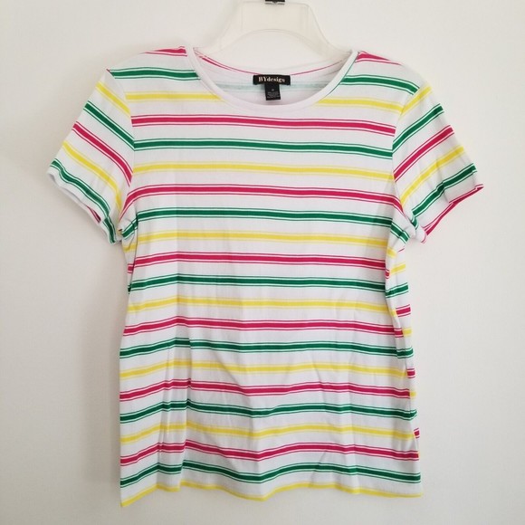 Bydesign | Tops | By Design Top Womens Medium Striped Short Sleeve ...